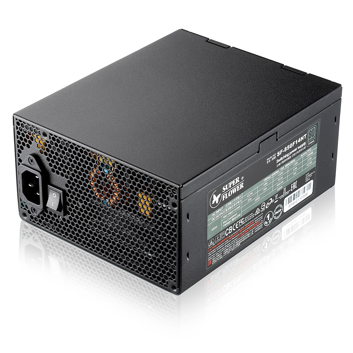 Super Flower Leadex Titanium 850W 80+ Titanium, ECO Fanless & Silent Mode, Full Modular Power Supply, Dual Ball Bearing Fan, 10 Year Warranty. SF-850F14HT