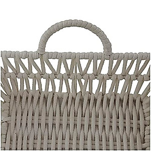 The Novogratz Cotton Handmade Woven Storage Basket with Handles, Set of 2 19", 18"W, White