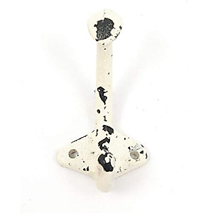 BarnwoodUSA | Distressed White Cast Iron Wall Hook | Chic White Decorative Hook | Wall Mounted Hook for Rustic Style | Distressed White | 3 3/8" L