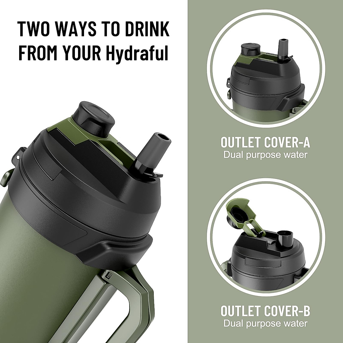 Hydraful Gallon Jug, 128oz Large Insulated Stainless Steel Sports Water Jug, Large Triple Wall Vacuum Insulation Water Bottle-Keeps Cold up to 48 Hrs-Sweat Proof,for Gym, Hiking & Camping
