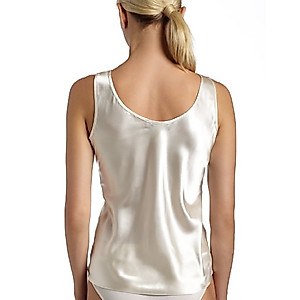 Women’s Satin Charmeuse Tailored Tanktop camisole, Ivory, X-Large