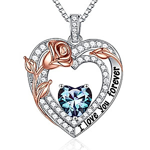 Iefil Anniversary Birthday Gifts for Women, Sterling Silver Birthstone Necklace Jewelry Mothers Day Christmas Gifts for Women Valentines Day Gifts for Her Daughter June Birthstone Alexandrite Jewelry