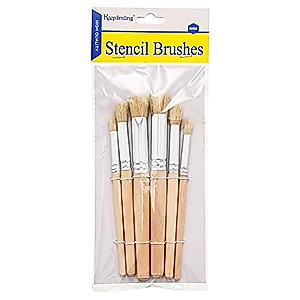 Wooden Stencil Brushes Natural Stencil Bristle Brushes Dome Art Painting Brushes Wood Paint Template Brush for Acrylic Oil Watercolor Art Painting DIY Crafts Card Making Supplies, 3 Sizes (6 Pieces)