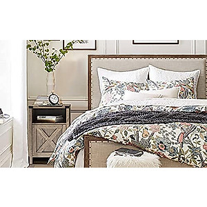 Farmhouse Nightstand, Side Table, Set of 2 End Table with Barn Door and Shelf, Modern Bed Side Table End Table, Rustic Nightstands Set for Bedroom, Living Room, Set of 2, Grey Wash