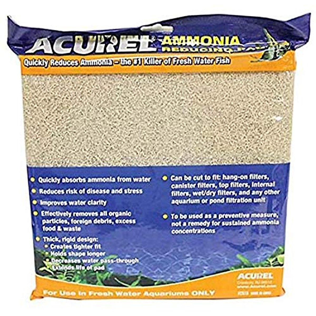Acurel LLC Ammonia Reducing Media Pad Aquarium and Pond Filter Accessory, 10-Inch by 18-Inch
