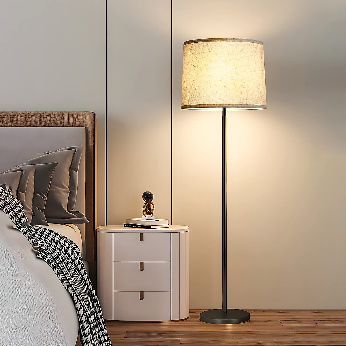 2-Pack Medium Drum Lamp Shades, 11.6 x 12.6 x 9.8 Inch Fabric Natural Linen Lampshades Hand Crafted Lampshade Covers Replacements for Table Lamp, Floor Lamp, Spider/UNO Two Installation, Beige