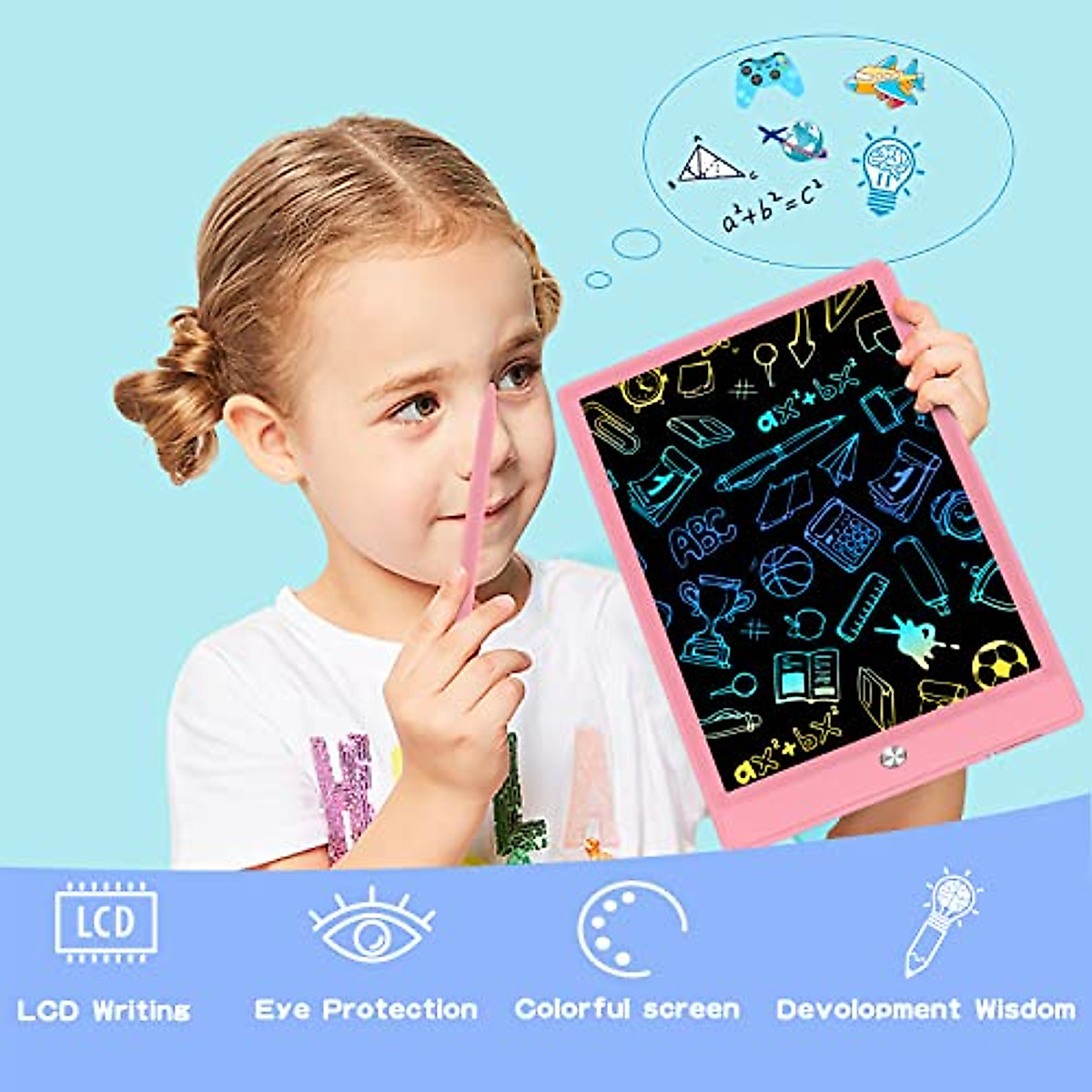 LCD Writing Tablet,10 Inch Drawing Tablet Kids Tablets Doodle Board Electronic Drawing Board for Adults and Kids Ages 3+ (Pink)