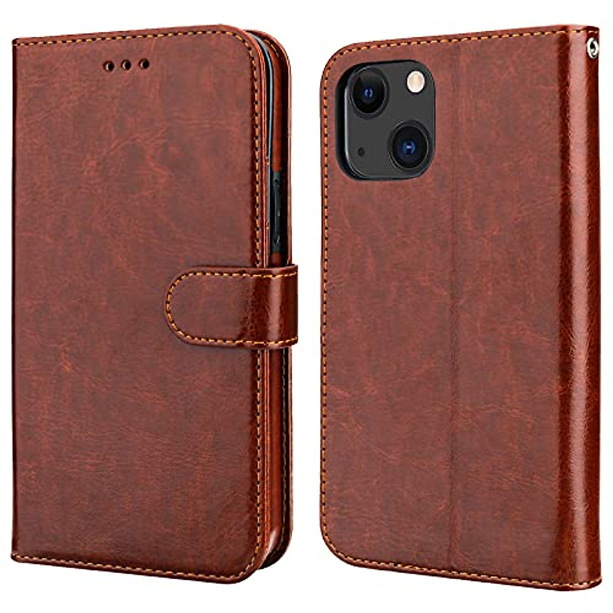 Bocasal Detachable Wallet Case for iPhone 13 Mini RFID Blocking Card Slots Holder Premium PU Leather Magnetic Kickstand Shockproof Wrist Strap Removable Flip Protective Cover 5G 5.4 inch (Brown)