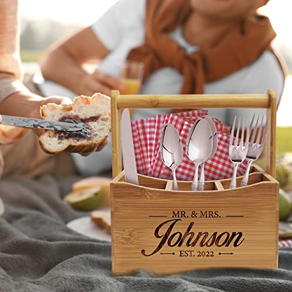 Personalized Kitchen Utensil Holder Picnic Caddy - Custom Monogrammed