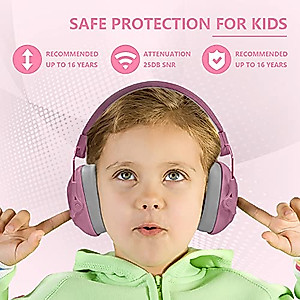 Mokata Baby Kids Earmuffs Hearing Protection Noise Cancelling Headphones Adjustable Fit for 3 Months to 2-18 Years Ages Pink