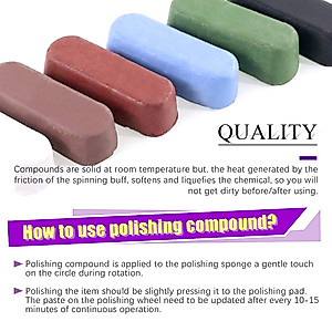 Swpeet 8Pcs Polishing Compound Kit, Including 2Pcs White Diamond, 1Pcs Red Rouge, 1Pcs Black Emery, 2Pcs Brown Tripoli, All Purpose 1Pcs Blue with 1Pcs General Green Compounds for Buffing Polishing