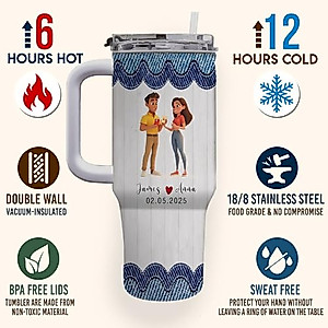 Custom 40oz Tumbler with Handle – Valentine's card exchange-Personalized Couple Gift for Anniversary Wedding Gift, Birthday, Mother's Day, Valentine’s Day qVmwmF
