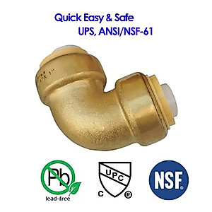 HQMPC Pex Fitting 1" Inch Push Fit Elbow 90-Degree -PEX Fitting 90 Degree Elbow Push-to-Connect Plumbing Fitting for Copper, PEX, CPVC (6 Sets, 1")
