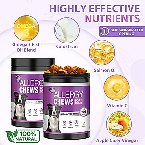 Dog Allergy Chews 100 PCs,Itch and Allergy Chew for Dogs, Relief for Itchy Skin and Seasonal Allergies in Dogs,Vitamin Immune Supplement