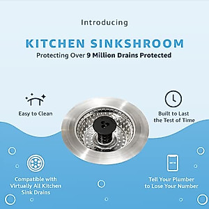 Kitchen SinkShroom Revolutionary Clog-Free Stainless Steel Sink Strainer, Chrome gray