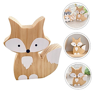 VOSAREA 2pcs Fox Ornament Gift Registry by Name Ornament Crafts Baby Milestone Blocks Desk Topper Cute Fox Figure Wood Fox Tabletop Fox Dining Room Decor for Table Model Desktop Wooden