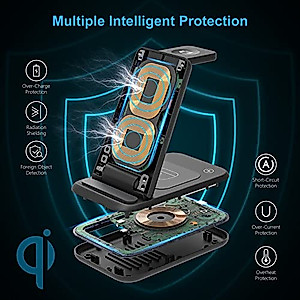 Wireless Charging Station for Apple Devices, KIMILAR 18W Foldable 3 in 1 Fast Wireless Charger Stand for iPhone 14 13 12 11 Pro/Pro Max/XR/XS/X, iWatch 8 7 6 SE 5 4 3 Ultra, Airpods.