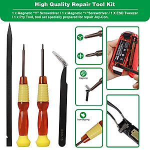 [Upgraded Version] Joycon Joystick Replacement, 3D Joystick Analog Thumb Stick for Nintendo Switch Joycon Repair Kit Include Full Repair Tool Kit, 2 Alloy Lock Buckles, 2 Jon Con Joystick Replacement