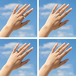 EVBEA Anxiety Ring For Women Relief Fashion Fidget Spinners Rings 4 Pieces Stress Preppy Jewelry For Teen Girl Asexual Stainless Steel Mood Promise Wedding Set Size 7