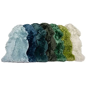 HUAHOO Premium Genuine Sheepskin Rug Green Real Australia Sheepskin Natural Luxury Fluffy Lambskin Fur Area Rug Seat Covers for Kids Bedroom Sofa Chair Cover Double Pelt/2' x 3' Cypress Green