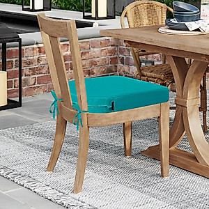 idee-home Outdoor Chair Cushions Set of 2, Thick 19" x 19" x 3" Patio Chair Cushions for Outdoor Furniture Waterproof with Ties, Outdoor Seat Cushion, Chair Pads Dining Chair Blue