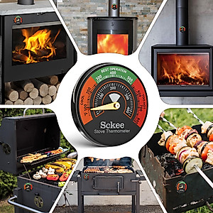 Wood Stove Thermometer, Magnetic Stove Temperature Stove Top Thermometer for Wood Burning Stove, Gas Stove, Pellet Stove, Temperature Meter for Fireplace, Pipe Thermometer Wood Stove