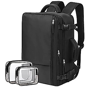 Hanples Extra Large Travel Backpack for Women as Person Item Flight Approved, 40L Carry On Backpack, 17 Inch Laptop Backpack, Waterproof Backpack, Hiking Backpack, Casual Bag Backpack(Black)
