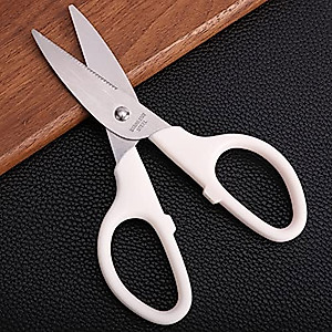 HITOPTY White Multipurpose Scissors, 6in Straight Sturdy Sharp Scissors for Office School Student Home General Use Sewing Fabric Craft Supplies with Cover
