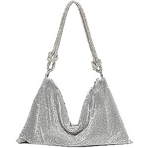 Rhinestone Hobo Bags for Women Chic Sparkly Crystal Evening Handbag Shiny Purse Shoulder Bags for Travel Party Proms Gifts