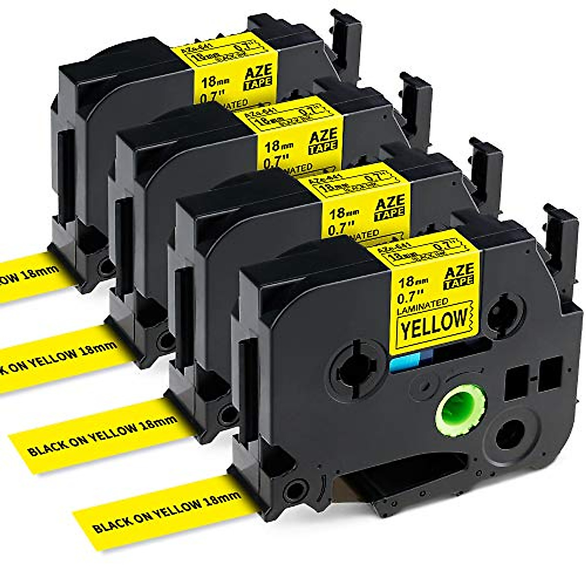 Greateam P Touch Yellow Tape 18mm Replacement for Brother TZe-641 TZe TZ Tape 18mm 0.7Inch Yellow Laminated Label Tape for Brother P-Touch Label Maker PT-D400 PT-D600 PTP700 PT2730 PTE500, 4-PK