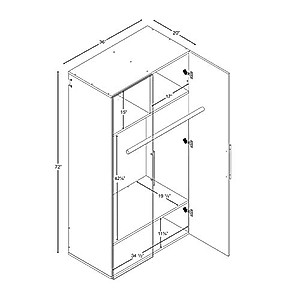 Prepac HangUps Wardrobe Storage Cabinet, 20"D x 36"W x 72"H, White