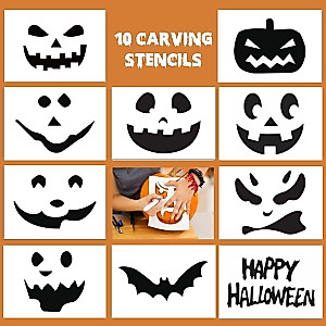 EIKEJI Pumpkin Carving Kit with Stencils, 11 Pcs Professional Carving Tools with 10 Pumpkin Carving Stencils, Heavy Duty Stainless Steel Pumpkin Carving Set for Halloween Decoration Jack-O-Lanterns