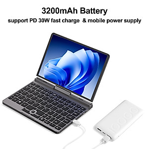 Tuofudun Mini Lapotop Windows 11, 8 inch IPS Touch Screen, Intel N100, 12GB LPDDR5 4800MHz, 2TB SSD, WiFi6, Handheld Notebook & Tablet PC 2 in 1