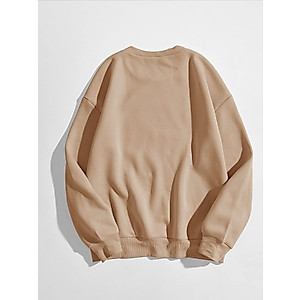 MakeMeChic Women's Plus Size Casual Cute oversized Long Sleeve Round Crew Neck Sweatshirt Pullover Top Khaki XL