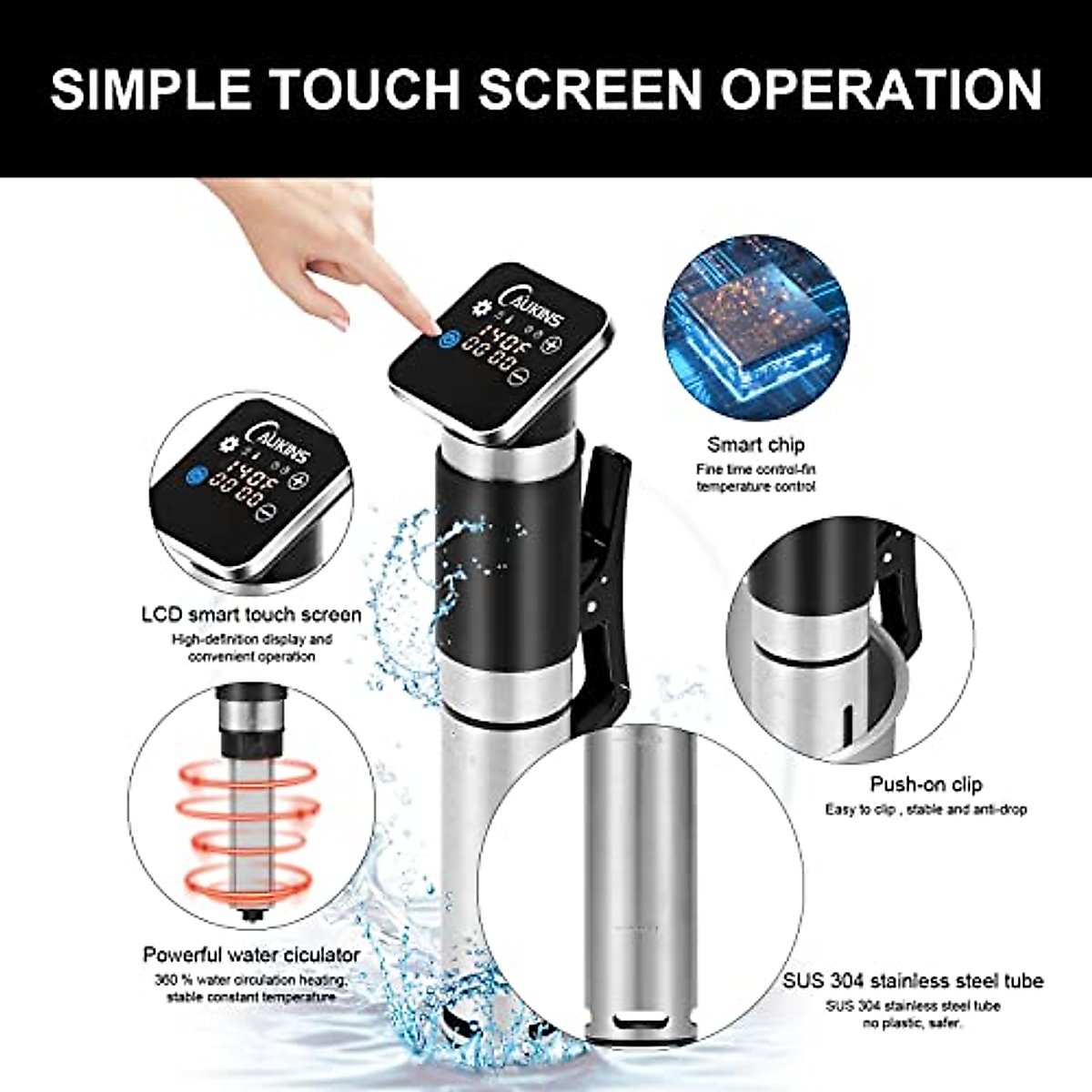 CAUKINS Sous Vide Machine Suvee Cooker：Sous-vide 1100 Watts Sous Vide Cooker Sous Vide Kit Immersion Circulators for Precision Cooker