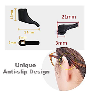 SAIGO Anti-slip Ear Hooks Holder Eyeglasses Retainers Silicone Glasses Temple Holders for Glasses Sunglasses 10 pairs, White