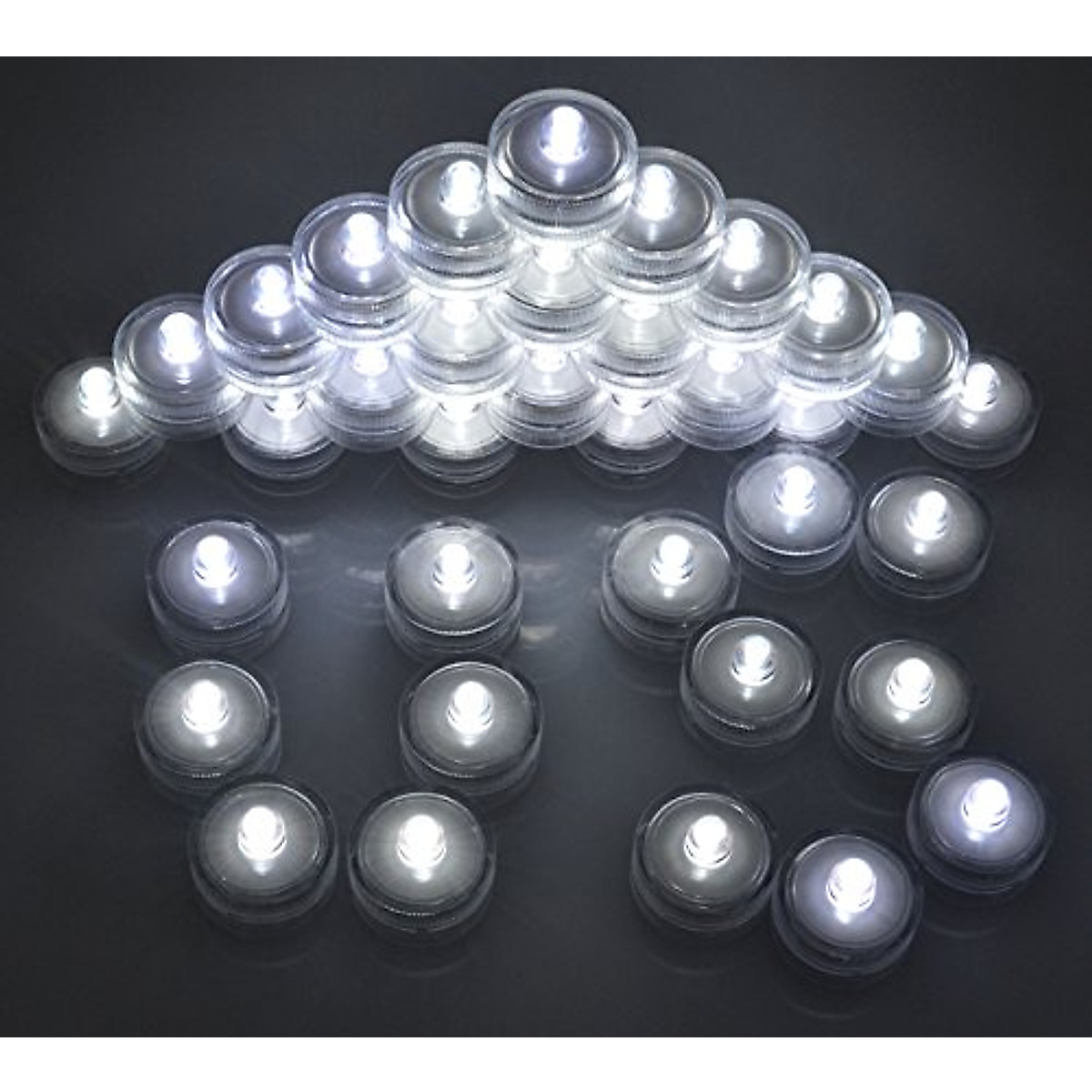 SAMYO Set of 36 Waterproof Wedding Submersible Battery LED Tea Lights Underwater Sub Lights- Wedding Centerpieces Party Decorate (White)