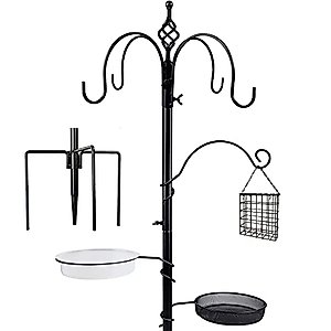yosager Premium Bird Feeding Station Kit, 77" x 19" Bird Feeder Pole, Deluxe Multi Feeder Hanging Kit with Metal Suet and Bird Bath for Wild Birds Watching, Birdfeeder and Planter Hanger
