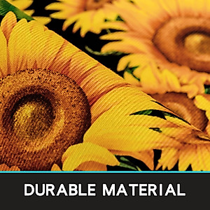 Sunflower Kitchen Rugs and Mats Set 2 PCS, Washable Anti-Fatigue Non-Slip Durable Comfort Standing Runner Rug for Kitchen, Office, Sink, Laundry, Living Room (17"x48"+17"x24",Black)