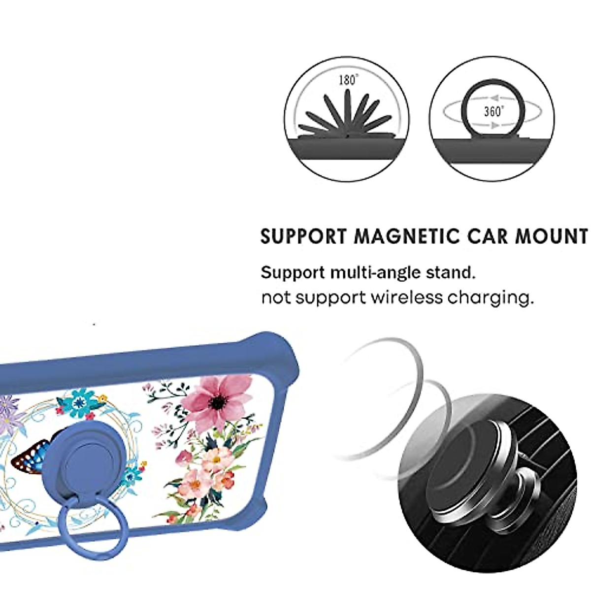Case for Infinix Smart 6 Case Compatible with Infinix Smart 6 Phone Case Cover [with Tempered Glass Screen Protector][PC + TPU 2 in 1][Ring Support] [Luminous Effect] YGL-LHD