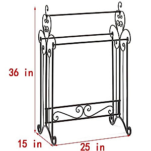 Free Standing Towel Rack 3 Bar Metal Towel Rack Stand Organizer for Bathroom,Bedroom,Laundry Room,Kitchen,Pool, Retro Black