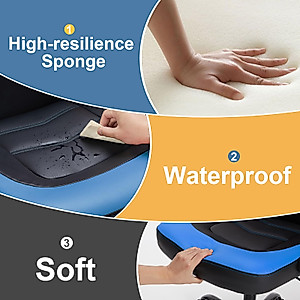 NEWBULIG Ergonomic Computer Gaming Chair with Adjustable High Backrest,Flip-up Armrests and Lumbar Support,PU Leather, Blue