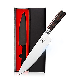 imarku Chef Knife - Pro Kitchen Knife 8 Inch Chef's Knives Japanese SUS440A Stainless Steel Sharp Paring Knife with Ergonomic Handle (Brown Handle)