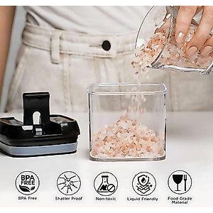 Shazo Airtight 6 Pc Mini Container Set + 6 Spoons, Labels & Marker - Durable Clear Plastic Food Storage Containers with Lids - Kitchen Cabinet Pantry Containers for Spices, Herbs, Coffee, Tea etc