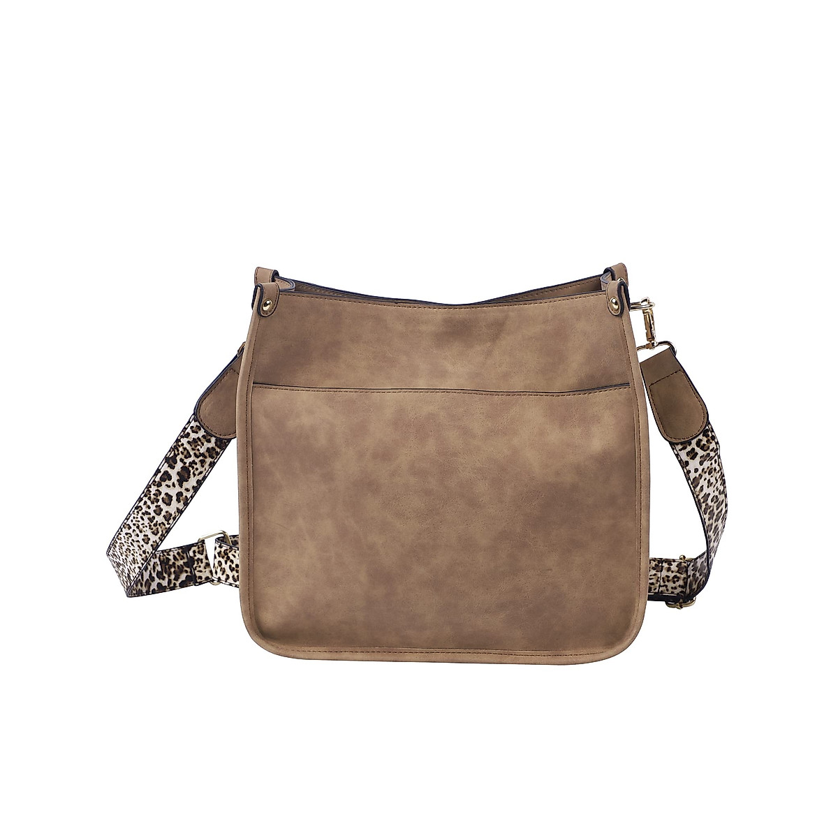 Yikpo Women Leather Crossbody Vagan Shoulder Bag with Adjustable Guitar Strap (Khaki)