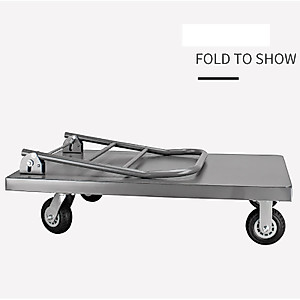 Platform Trucks Flatbed Cart Platform Truck with Foldable Handle and 360 Degree Swivel Wheels Steel Push Hand Cart for Loading and Storage Hand Truck Push Cart