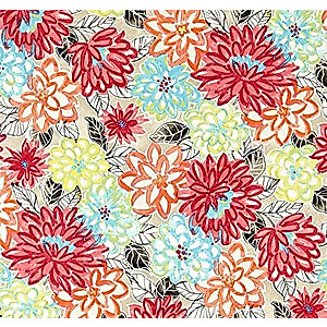 RSH Decor Indoor Outdoor Set of 4 (2-17"x17" Square and 20"x12") Lumbar Decorative Toss Throw Pillows - Yellow, Orange, Blue, Pink Bright Artistic Floral