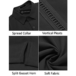 COOFANDY Men's Casual Button Down Shirts Short Sleeve Cotton Tops Resort Wear Summer Beach Shirt A-Black