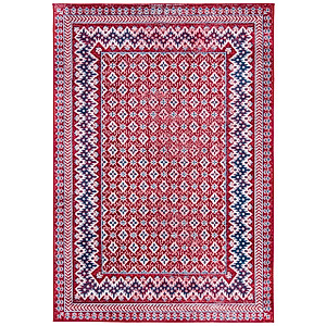 SAFAVIEH Brentwood Collection 8' x 10' Red / Ivory BNT899Q Traditional Oriental Distressed Non-Shedding Living Room Bedroom Dining Home Office Area Rug