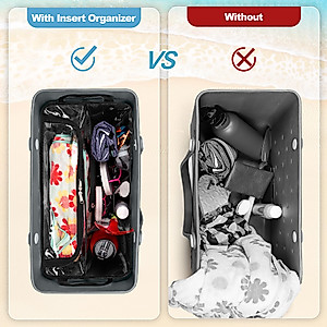 Rexmica Clear Beach Bag Organizer Insert Compatible with Bogg Bag X Large, Waterproof Beach Bag Insert Divider Pouch, Beach Tote Bag Insert Organizer Liner 15.6 x 8.4 x 10.8 Inches, Black